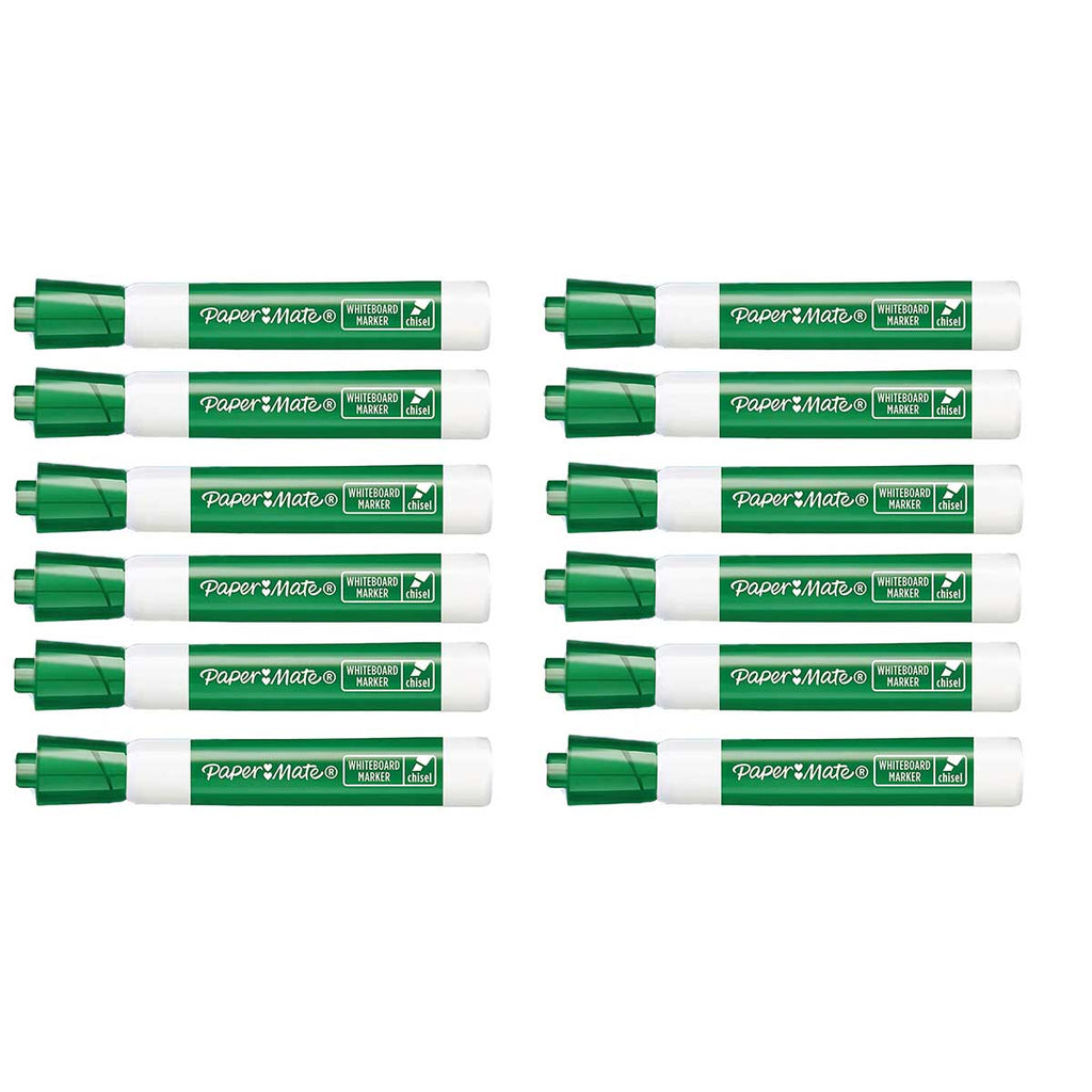 Green Dry Erase Markers Chisel Tip Pack of 12