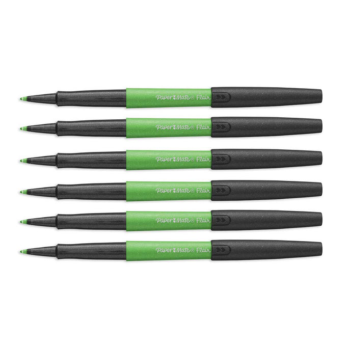 Papermate Flair Metallic Kiwi Green Medium Felt Tip Pens Pack of 6 ...