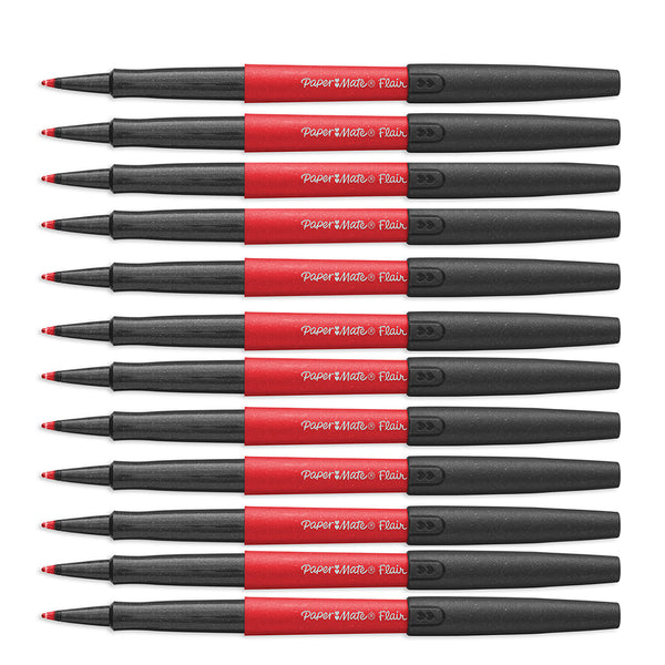 Papermate Flair Metallic Ruby Red Felt Tip Pen Pack of 12