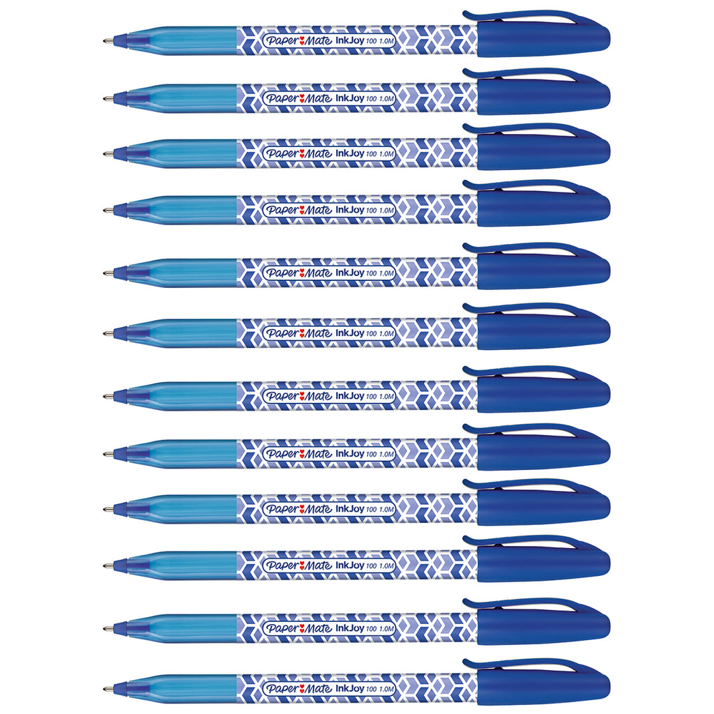 Papermate Blue Pens Pack of 12, Geometric Design