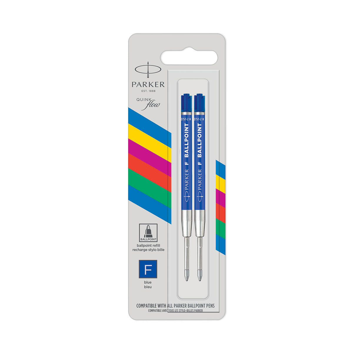 Parker Blue Ballpoint Refills Original Blue Fine Pack of 2 ...