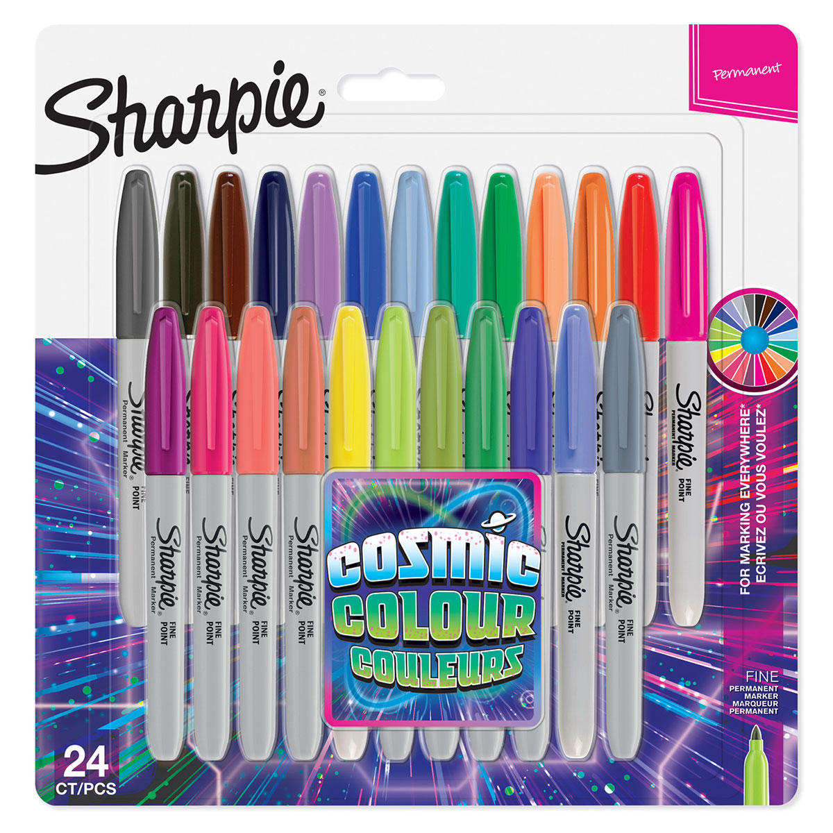 Sharpie Cosmic Colors Fine Point Permanent Markers Pack of 24 ...
