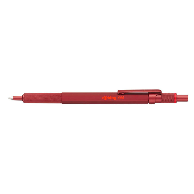 Rotring 600 Red, Full Metal Ballpoint Pen, Black Ink – PensAndPencils.Net