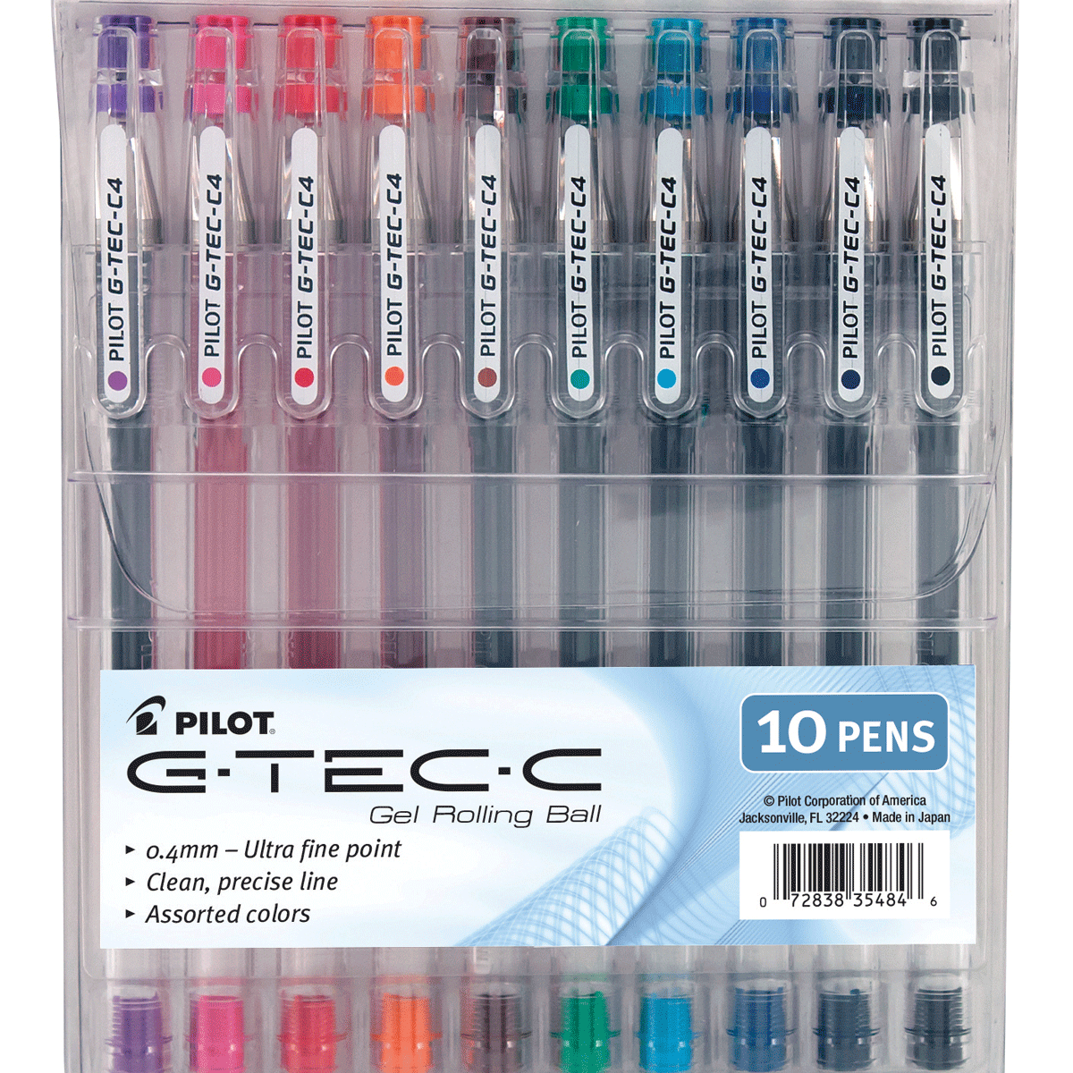 Pilot G-Tec C4 Gel Ultra Fine Rollerball Pen Assorted Colors Set of 10 ...