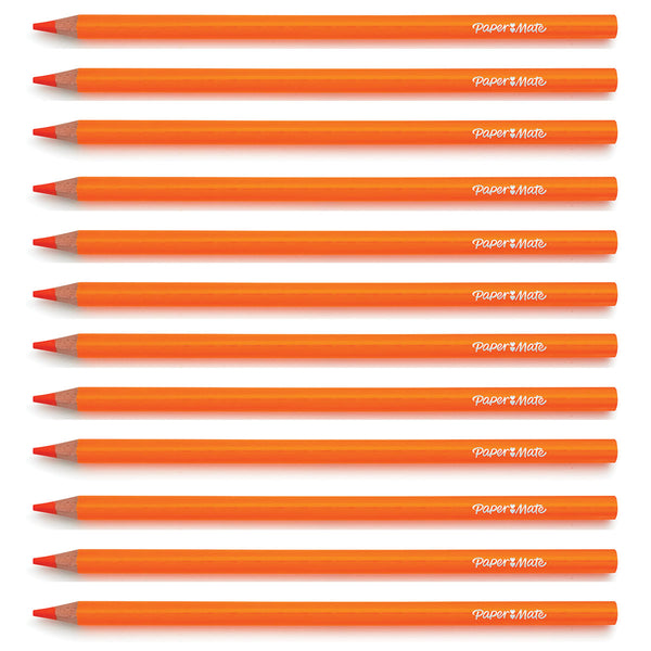 Paper Mate Orange Colored Pencils Pack of 12 (Writes Orange)